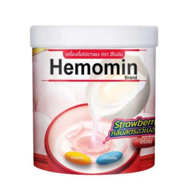 Hemomin เครื่องดื่มไข่ขาวผงกลิ่นสตรอเบอรี่ ตราฮีโมมิน 400 กรัม - เอ็กซ์ ...